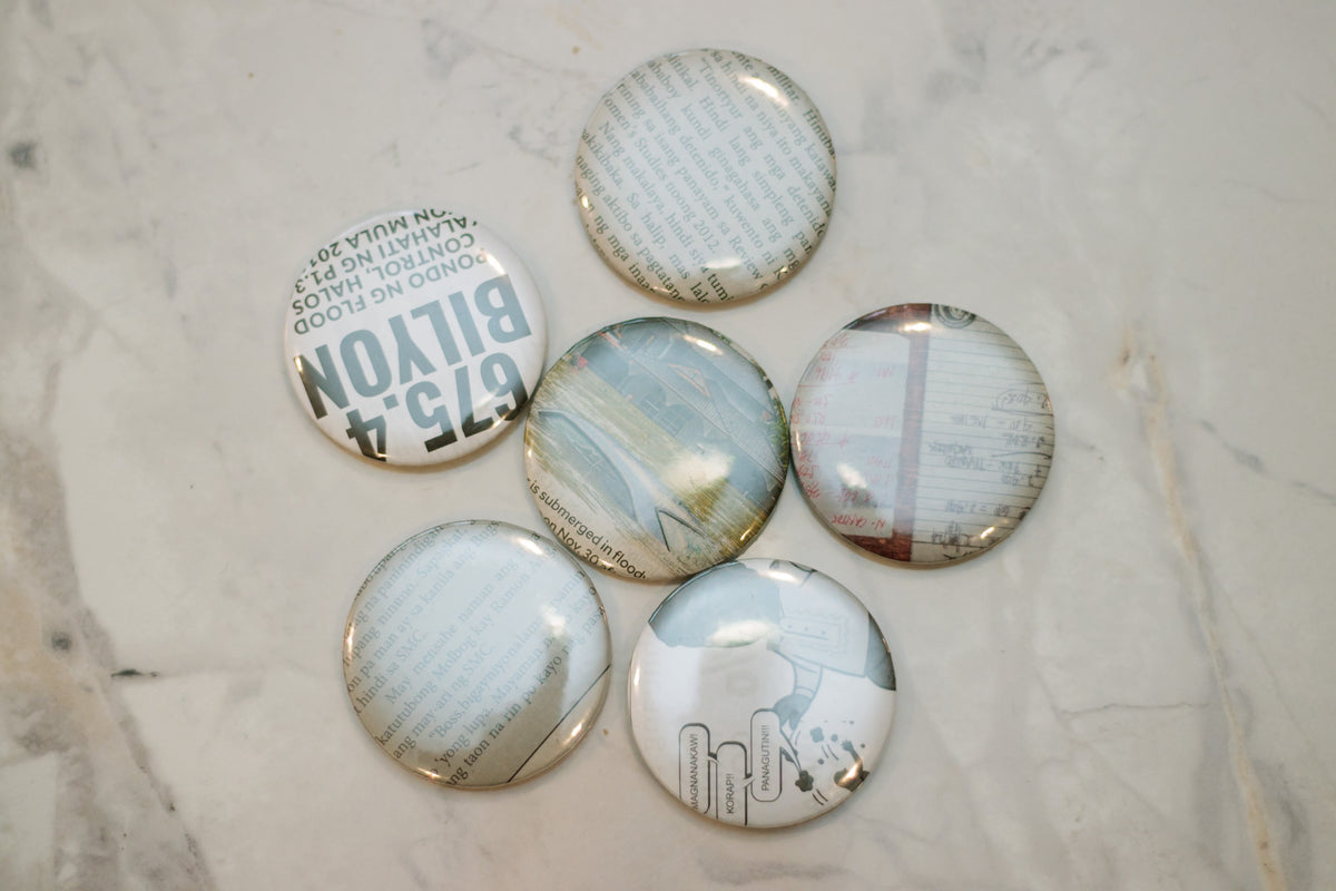 Recycled Newspaper Button Pins – Pinay Collection